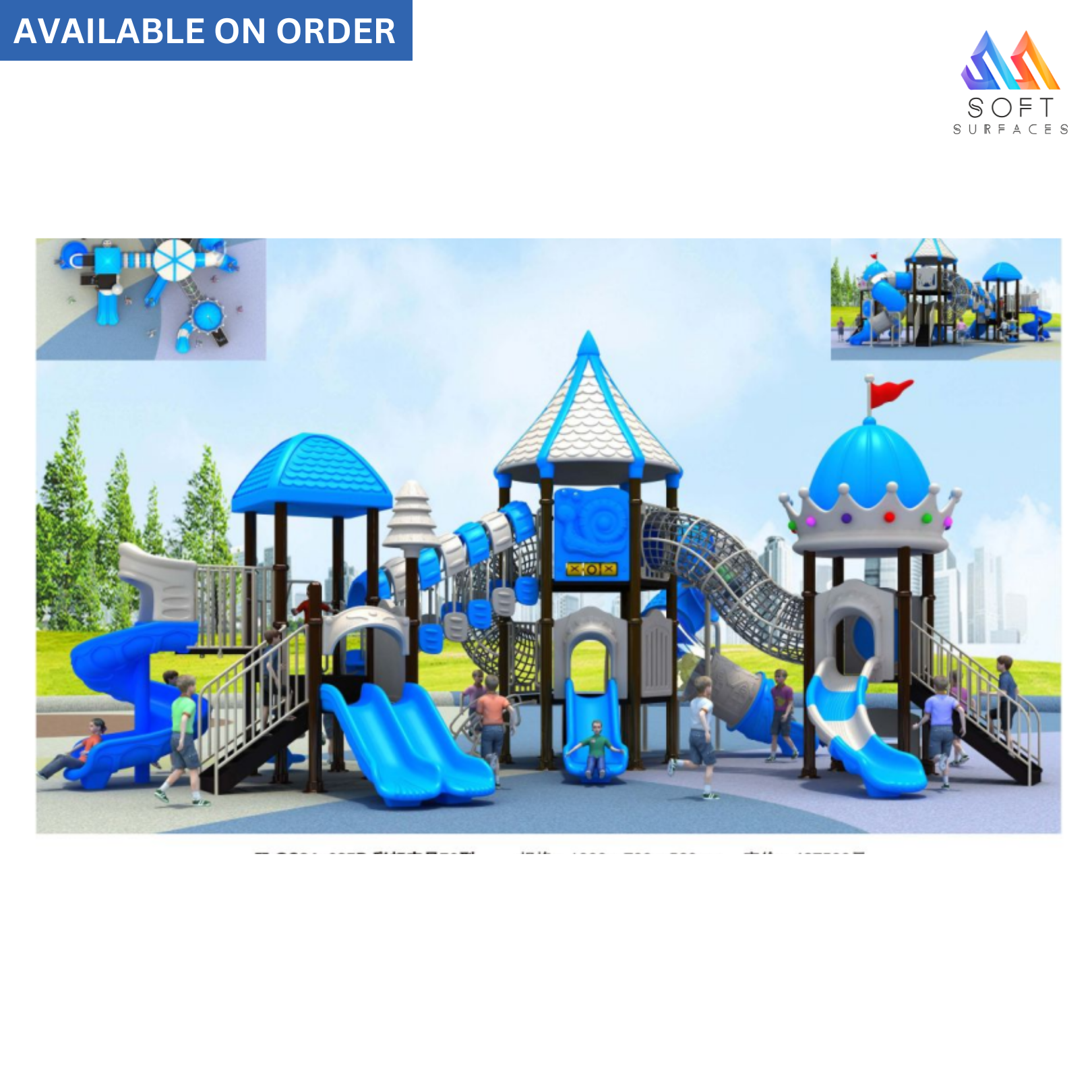 Outdoor Castle Theme Multi-Play Playground Equipment SSGS24-035B – SoftSurfaces