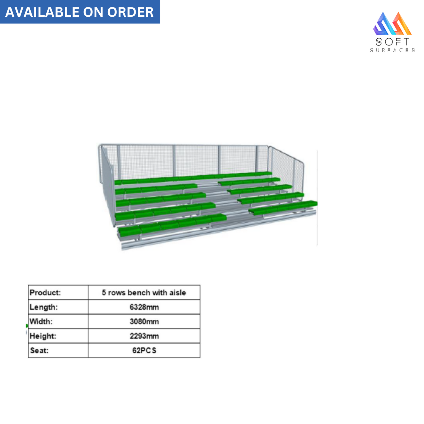 4 Rows Bench with Aisle – SoftSurfaces