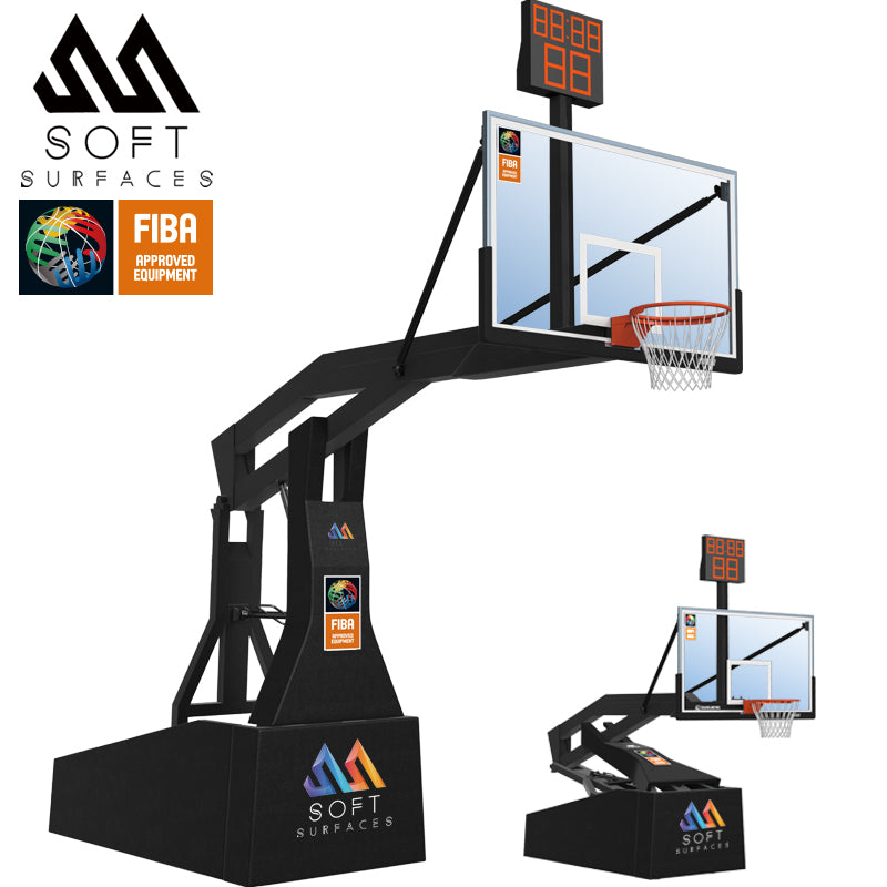 Portable Electric Hydraulic Fold and Electric Wheels Basketball Hoops ...