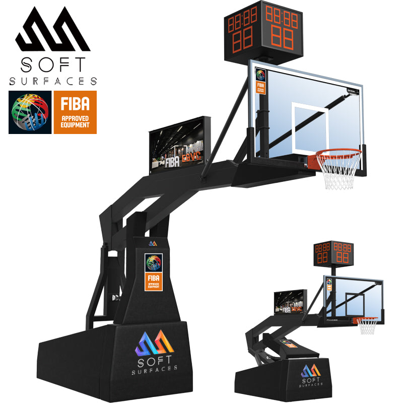 Portable Electric Hydraulic Fold and Electric Wheels Basketball Hoops ...